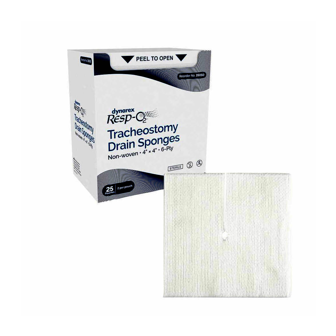 Dynarex Resp-O2 Tracheostomy 100% Cotton Drain Sponges, Sterile 2's, 12 ...