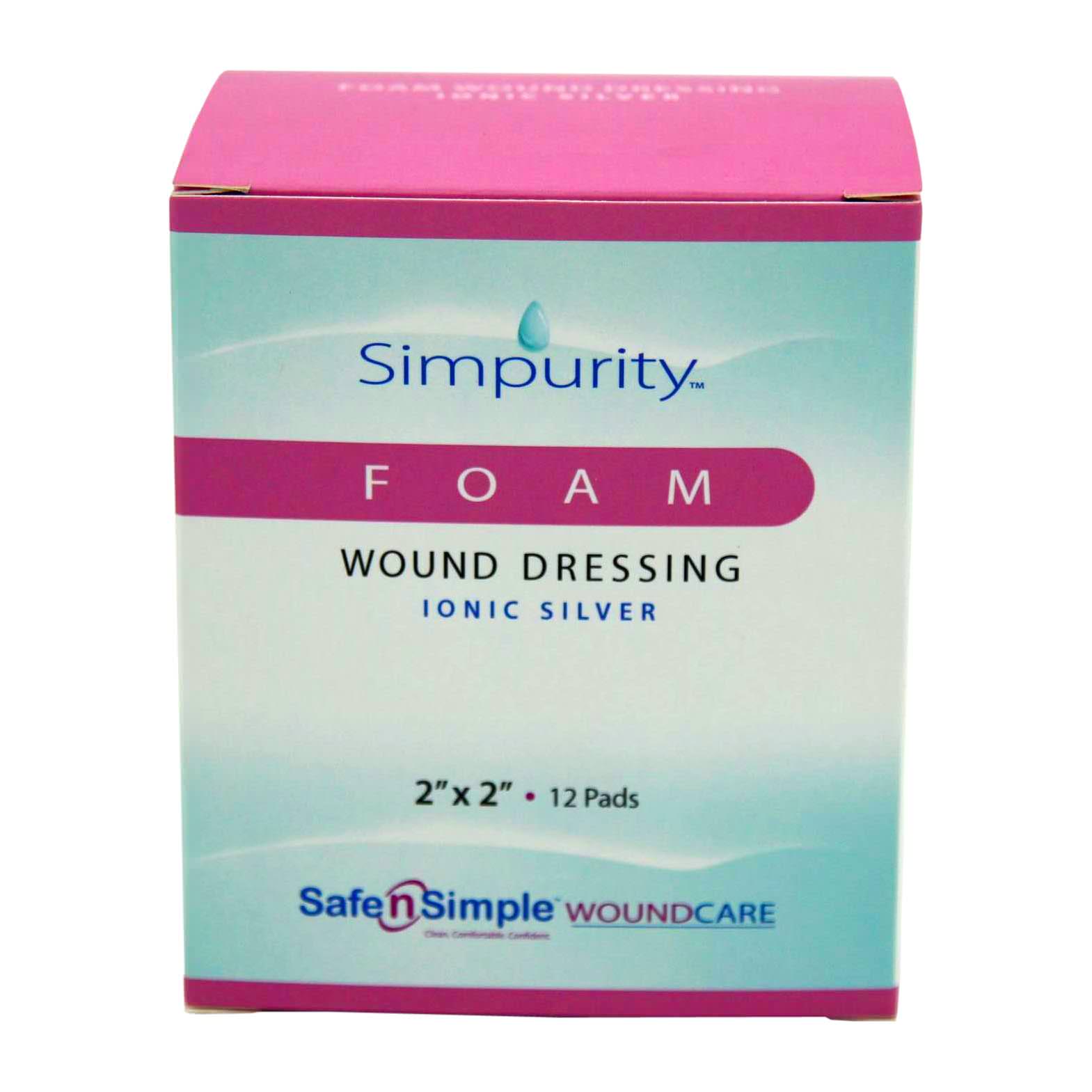 Simpurity Silver Foam Dressing, 2 x 2 Inch - Case of 192