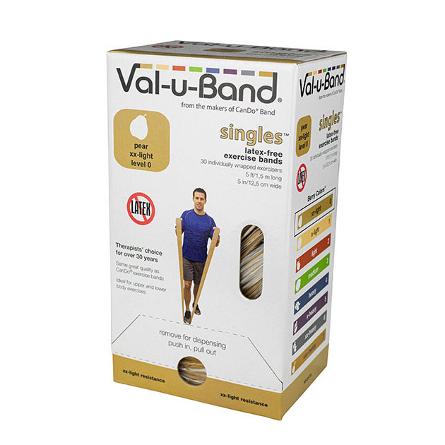 Val-U-Band Latex Free Exercise Band, 5-Foot Strip Pear (0) - Box of 30