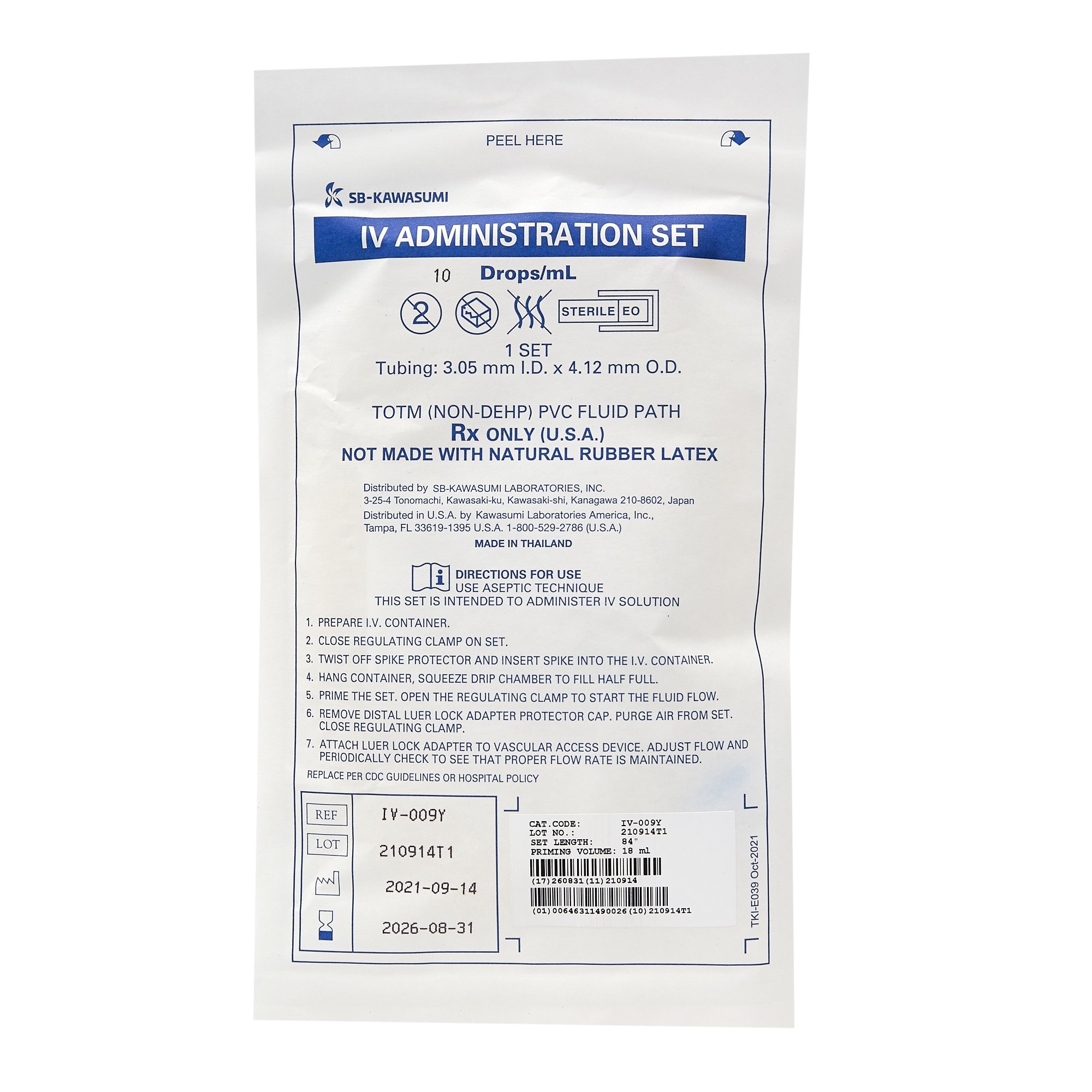 Kawasumi Gravity Primary IV Administration Set with Injection Y-Port - Each