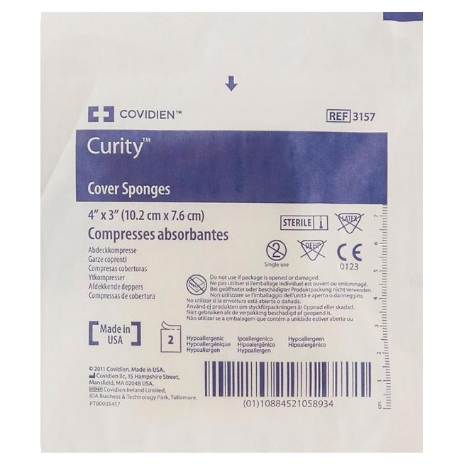 Curity Cover Wound Sponges, Sterile, 3 x 4 Inch - Each