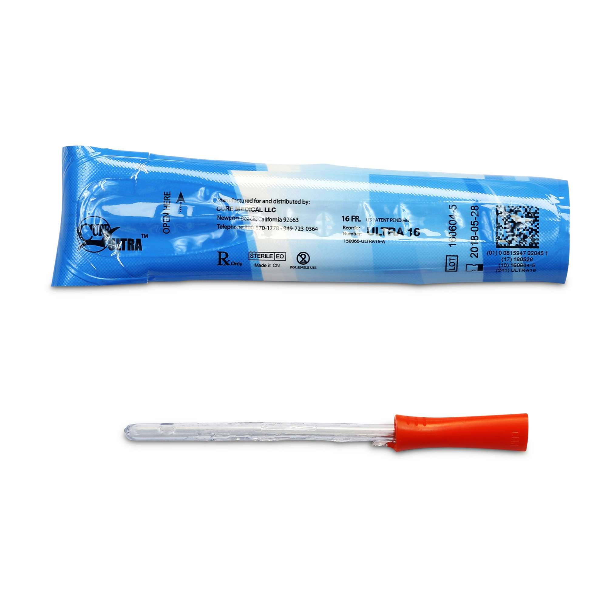 Cure Ultra Ready-to-Use Lubricated PVC Catheter for Women, 16 Fr - Case ...