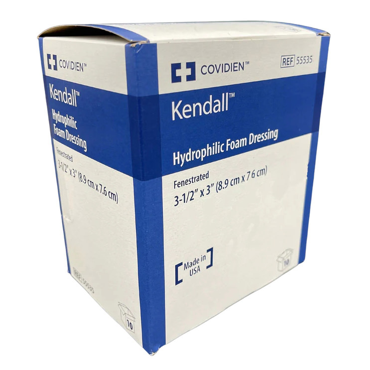 Kendall Hydrophilic Foam Dressing, Fenestrated, 3-1/2 Inch x 3 Inch ...