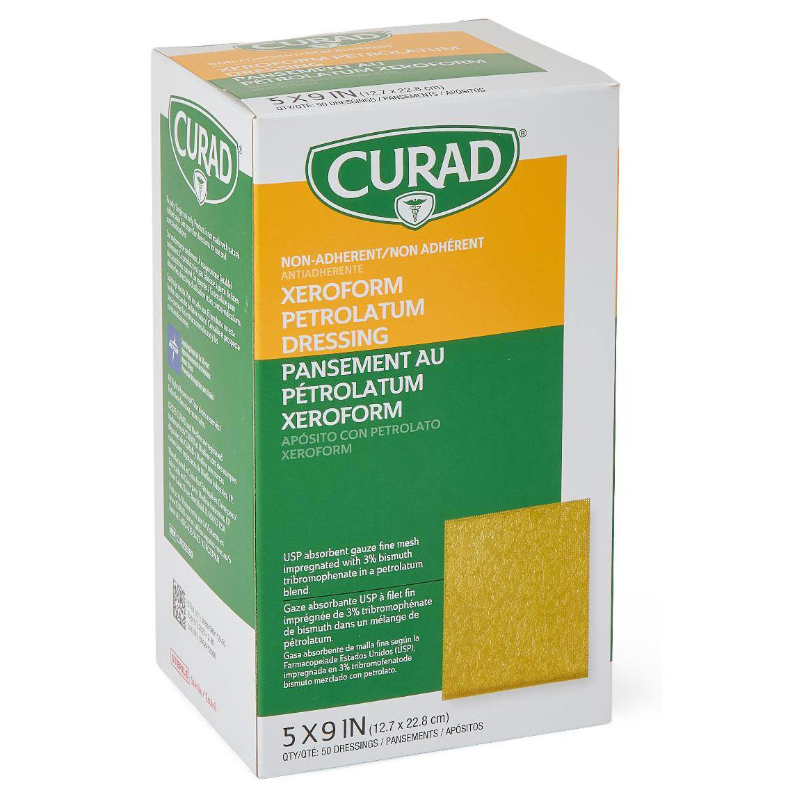 Medline Curad Xeroform Petrolatum Gauze Dressing, 5 x 9 Inch - Case of 200