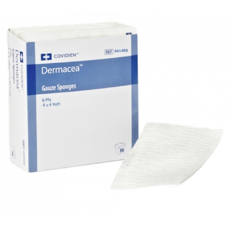 Dermacea 6-Ply All-Purpose Medical Sponges, Sterile, 4 x 4 Inch - Box of 50