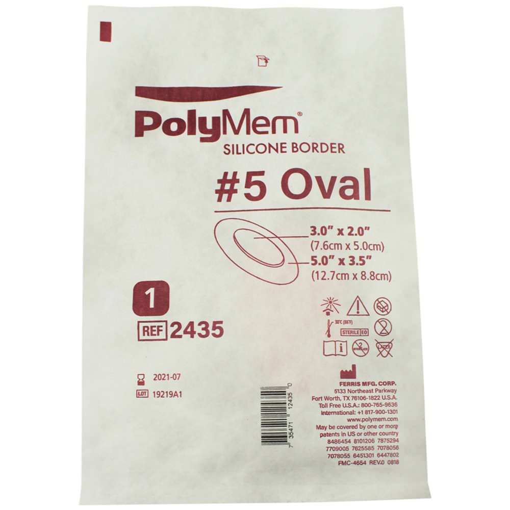 PolyMem Oval Shape Silicone Foam Dressing, 3-1/2 x 5 Inch - Each