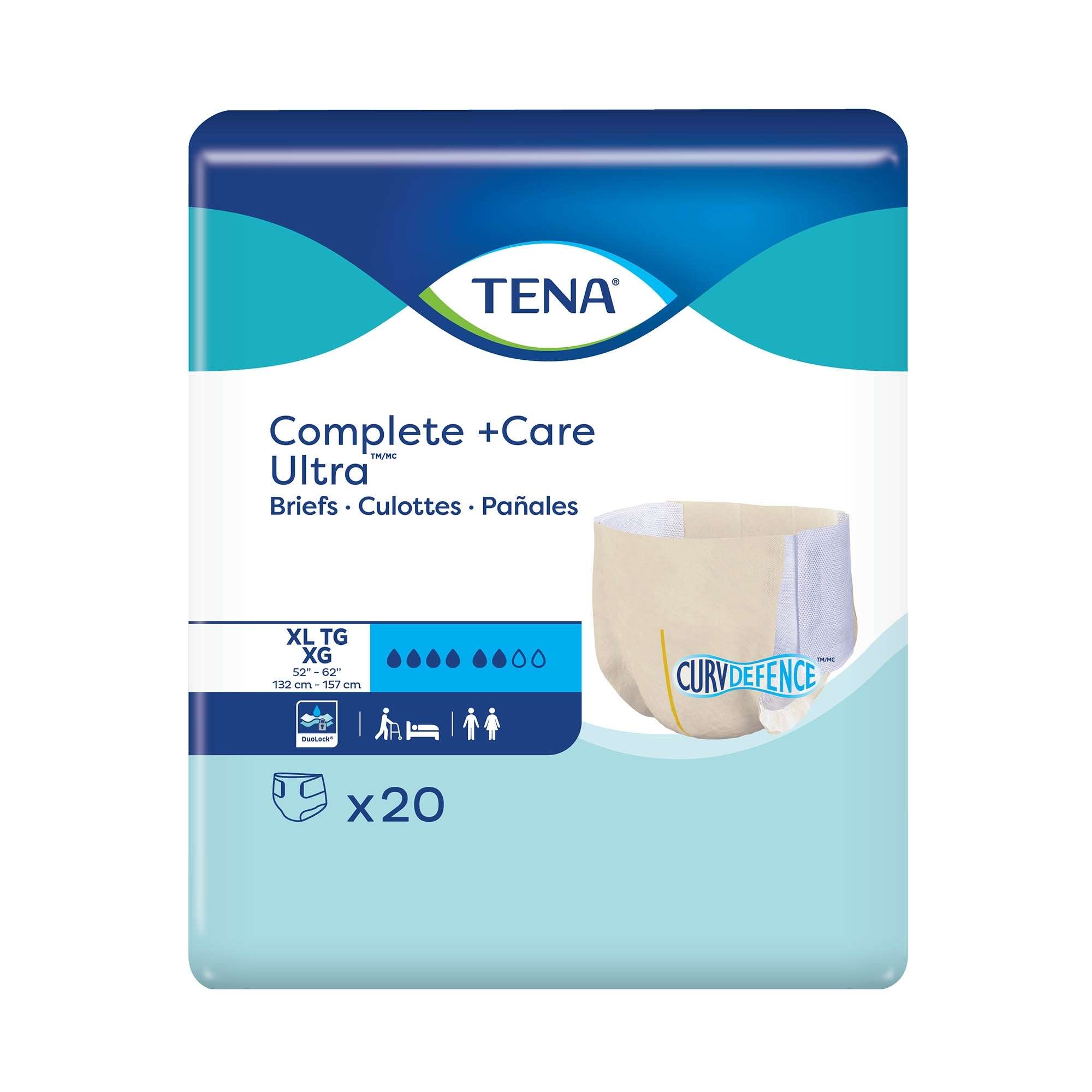 TENA Complete +Care Ultra Incontinence Brief with CurvDefense, Extra ...