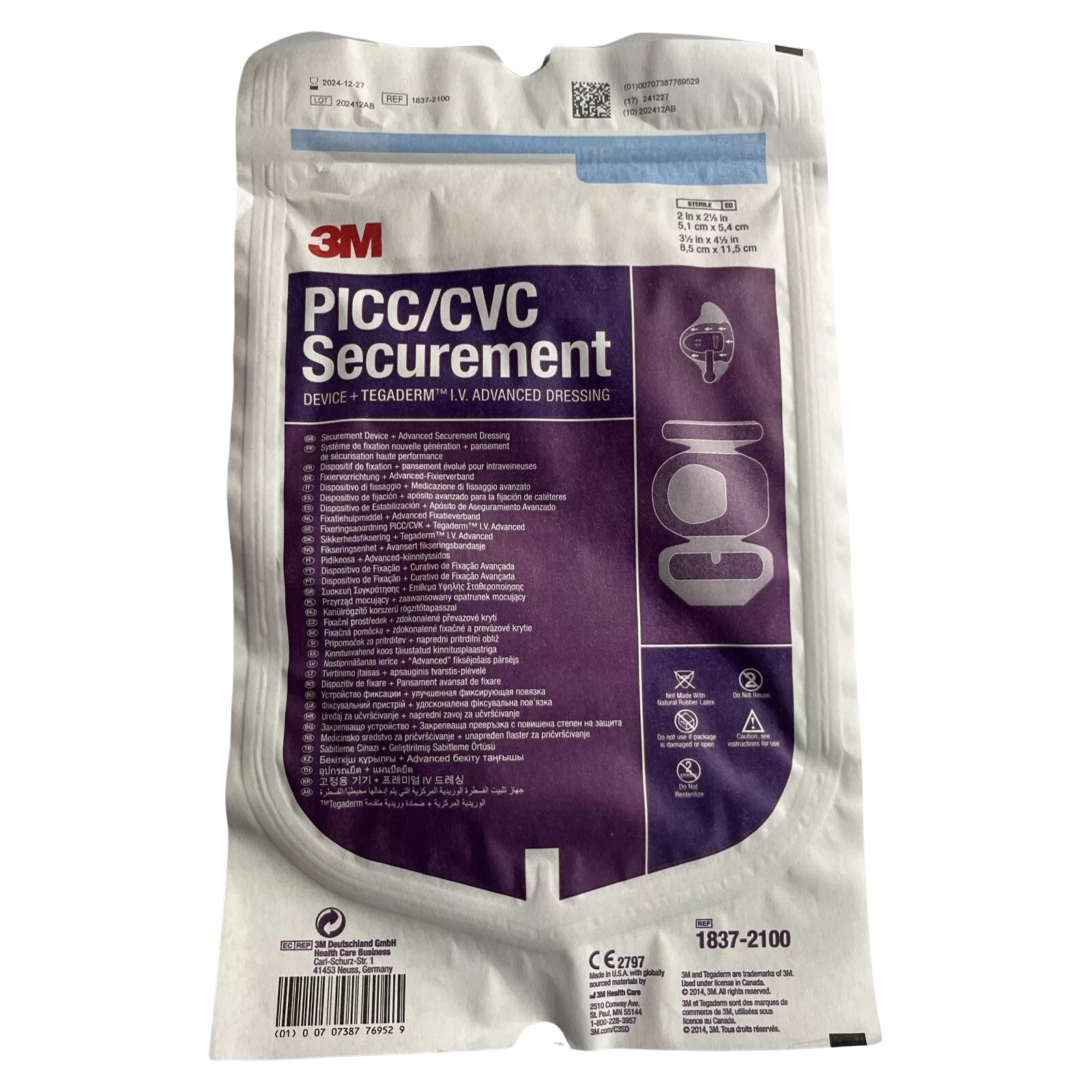 3M PICC-CVC Securement Device + Tegaderm IV Advanced Securement ...