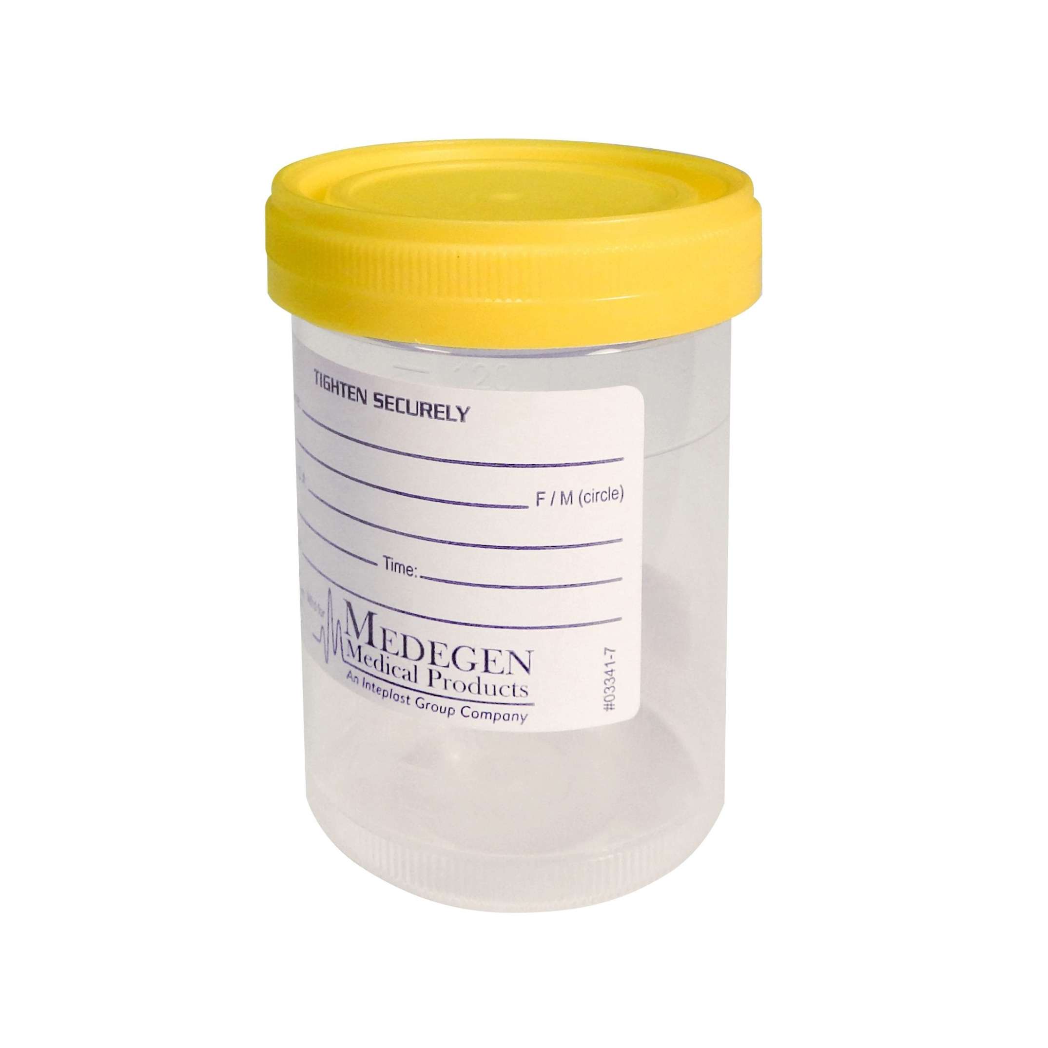 Medegen Specimen Container, Yellow, Non-Sterile - Case of 300