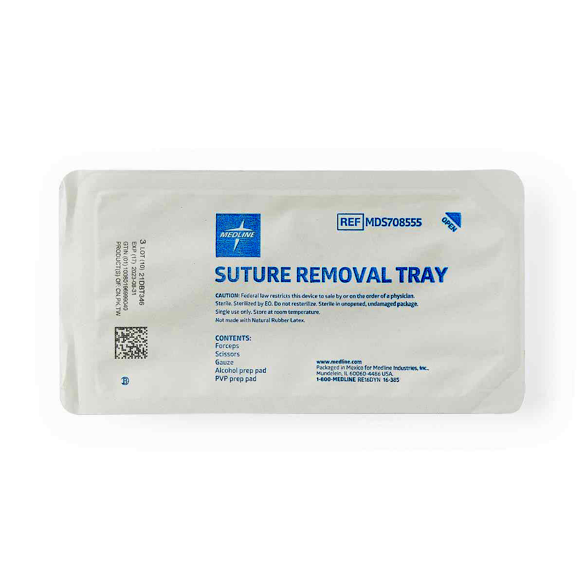 Medline Suture Removal Tray with Adson Forceps and Littauer Scissors