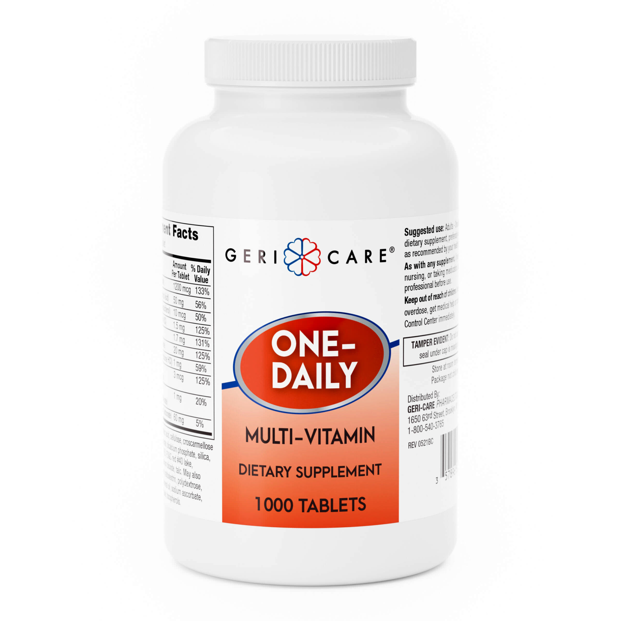 Geri-Care One-Daily Multivitamin Tablets - Bottle of 1000 Tablets