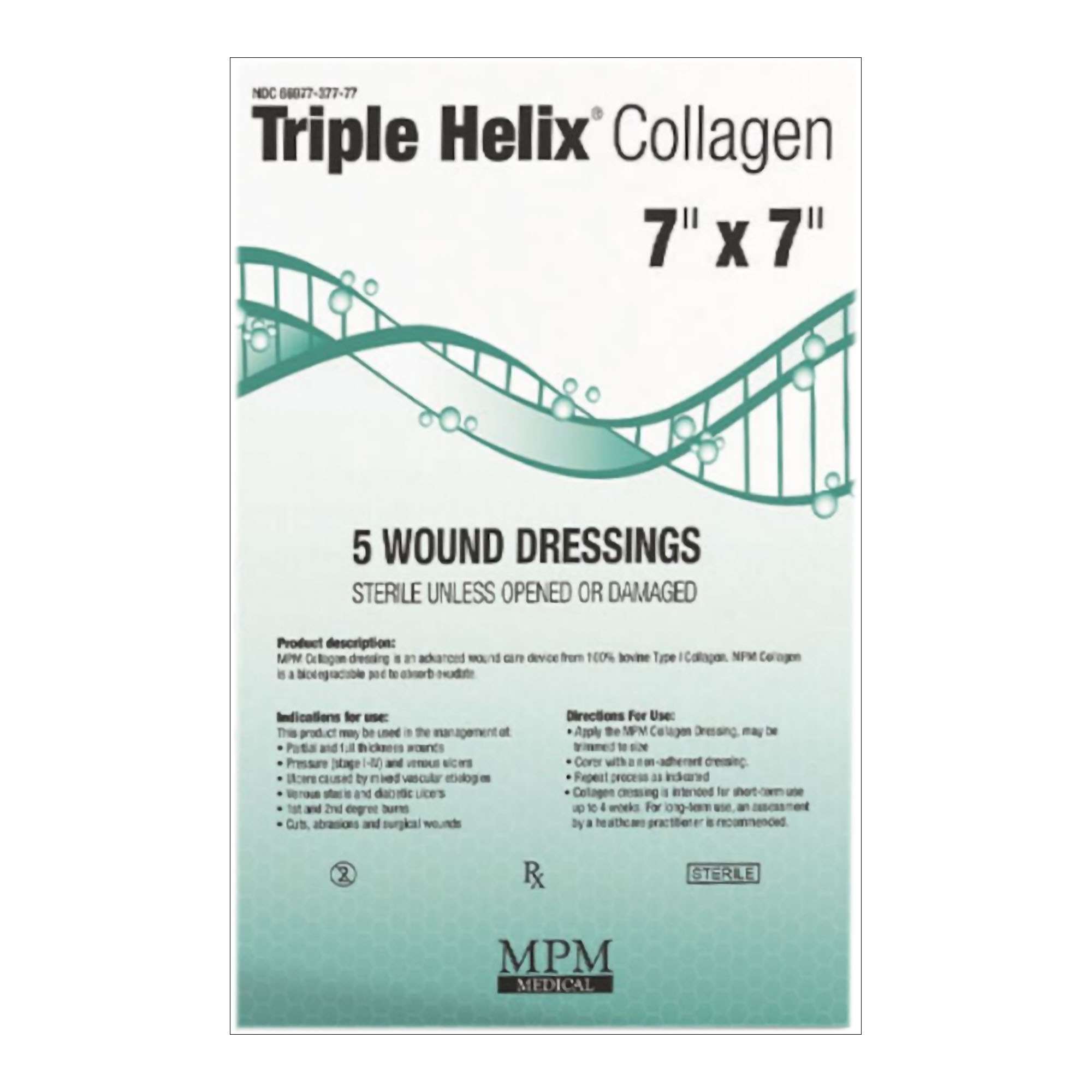 Triple Helix Collagen Dressing White Square Sterile, 7 x 7 Inch