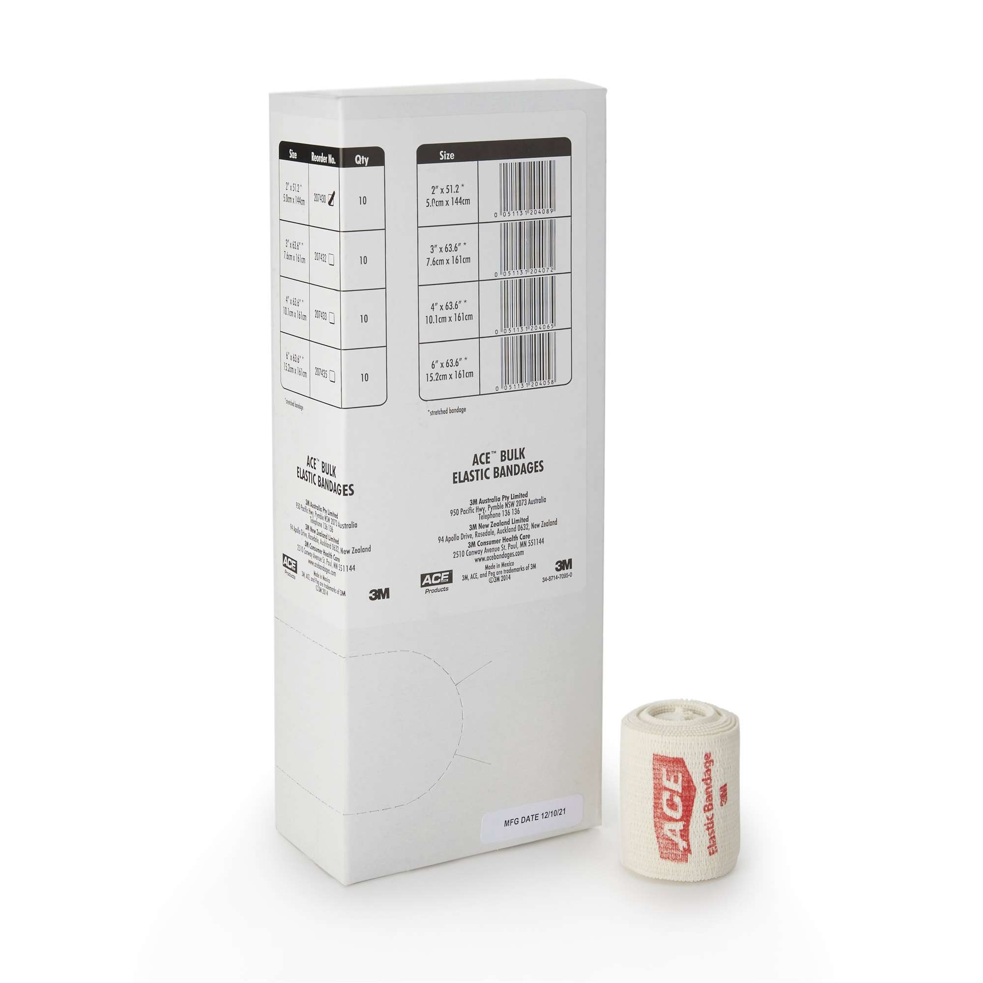 3M Ace Compression Elastic Bandage, Clip Detached Closure, 2 Inch x 5 ...