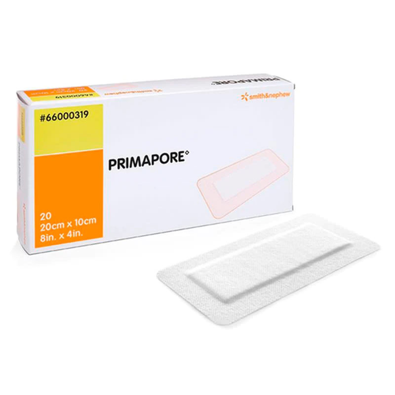Primapore Adhesive Dressing, 4 x 8 Inch, White, Sterile - Box of 20