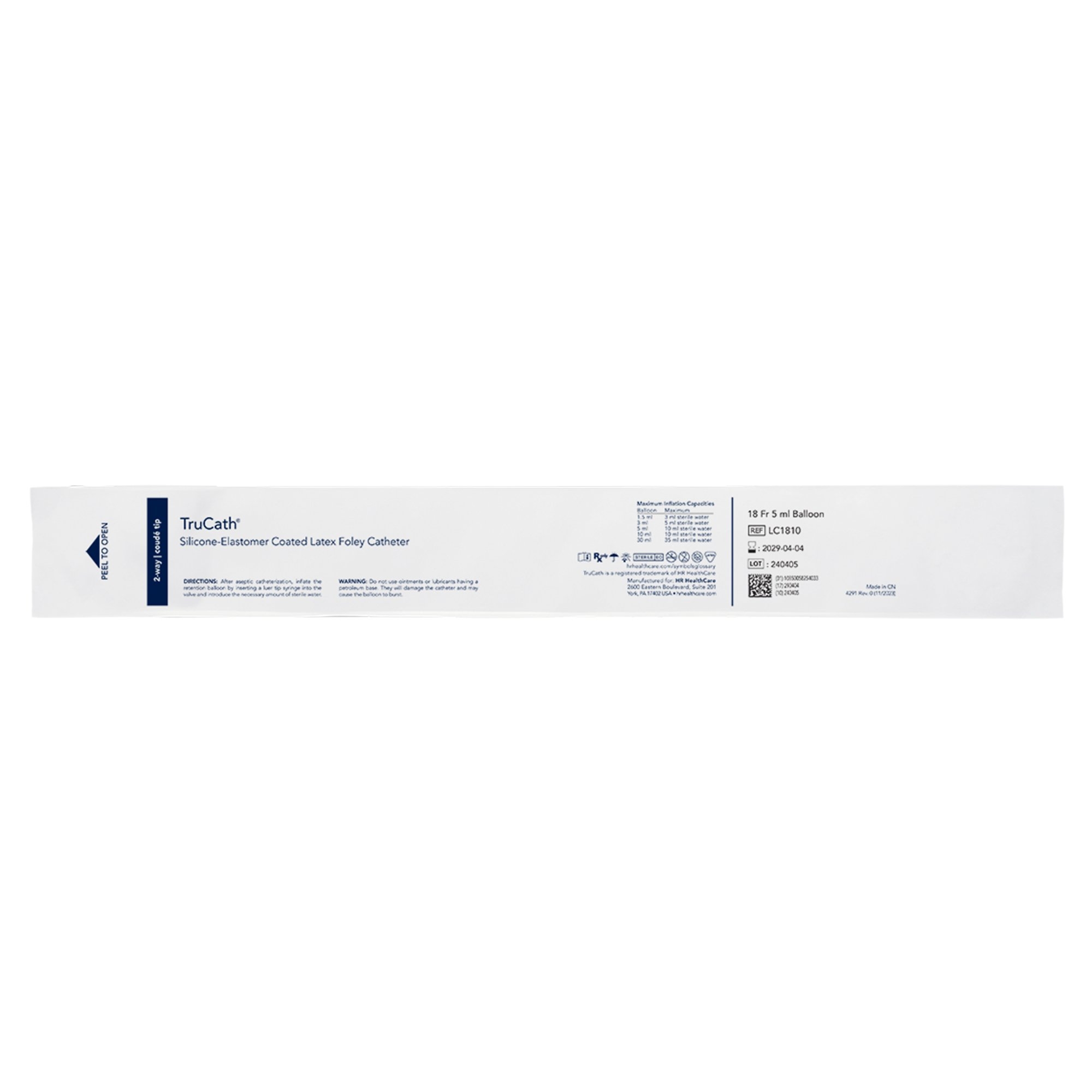 TruCath Silicone-Elastomer Coated Latex 2-Way Foley Catheter, Coude Tip ...