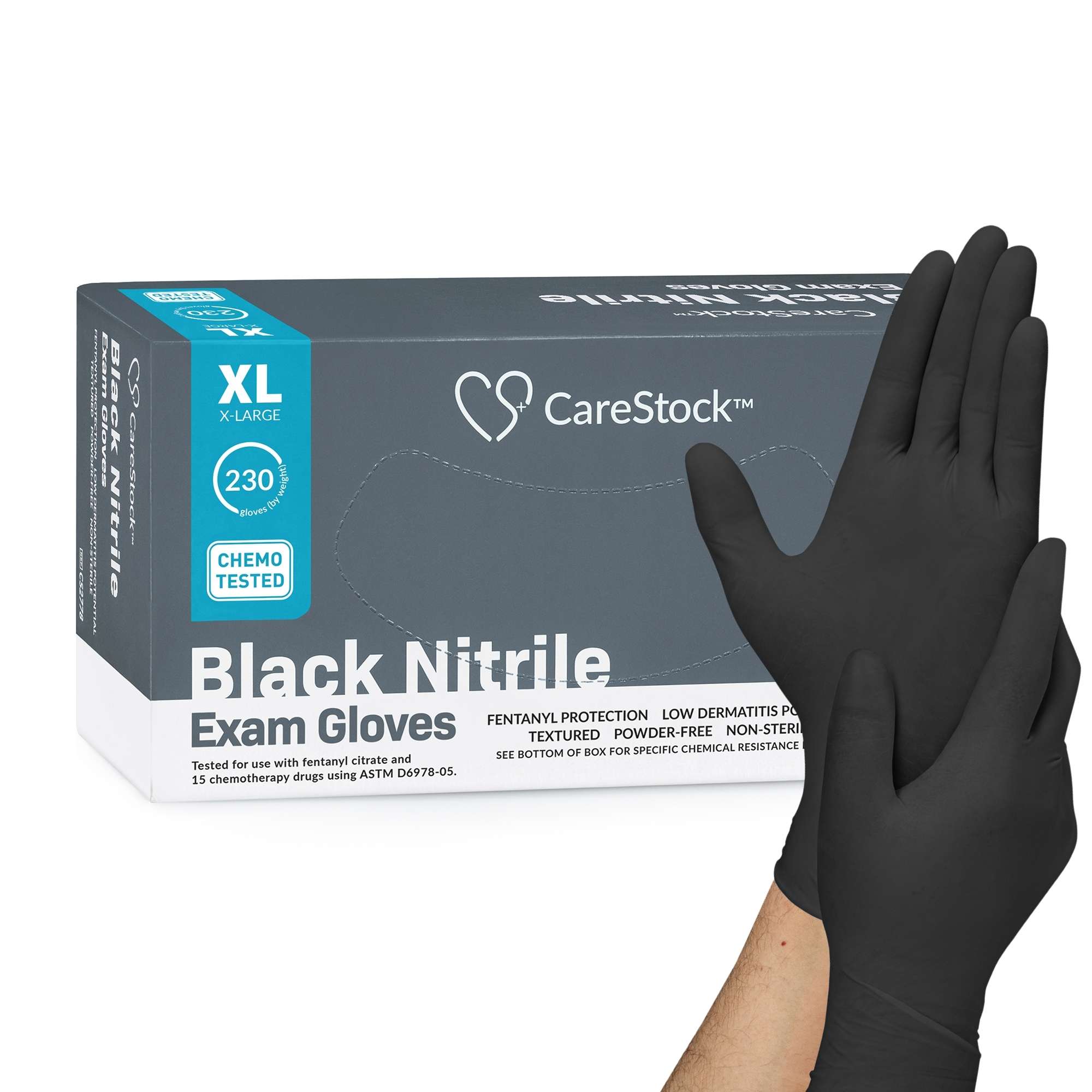 CareStock Extra Large Black Nitrile Exam Gloves - Box of 230