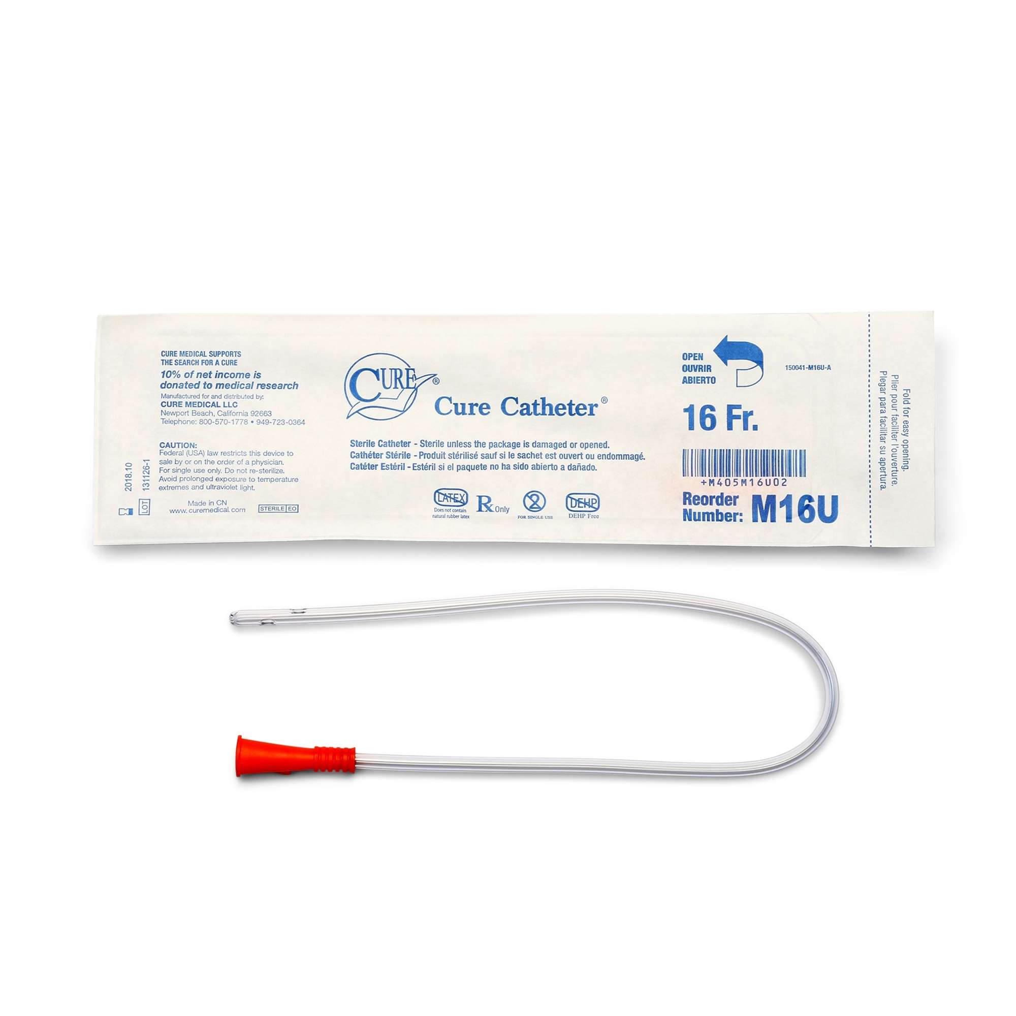 Cure Pocket Catheter for Male, 16 Fr - Box of 30