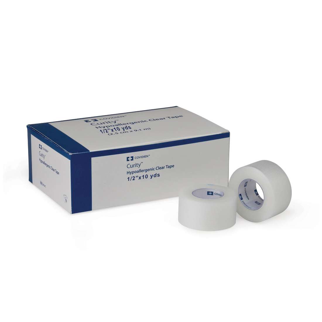 Kendall Hypoallergenic Clear Tape, 1/2 Inch x 10 Yard - Box of 24