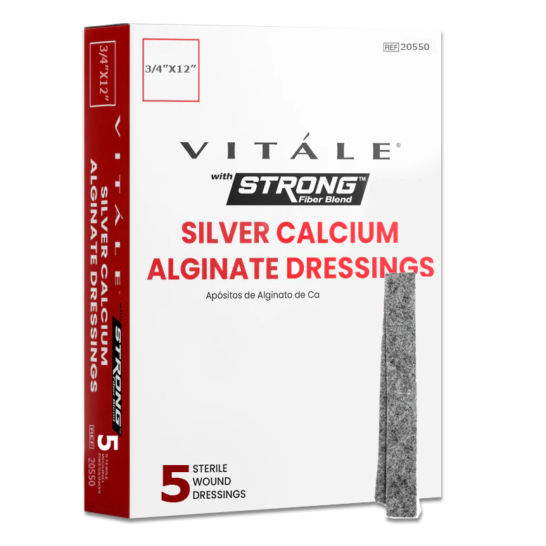 Vitale STRONG Silver Calcium Alginate Dressing, 3/4" x 12" - Box of 5