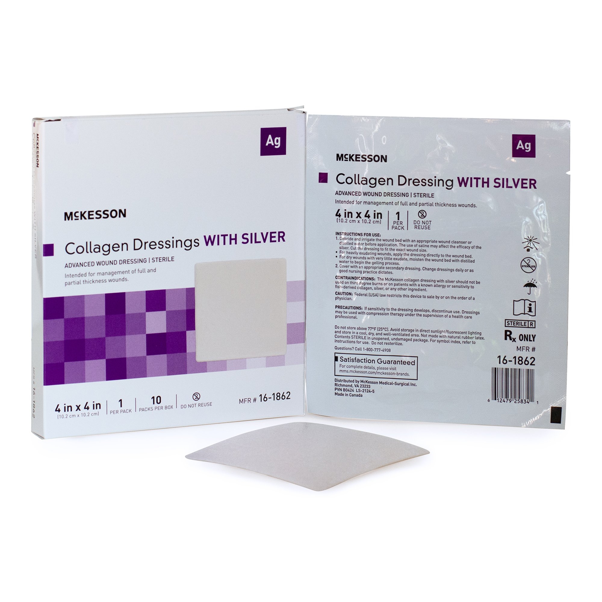 McKesson Silver Collagen Dressing 2x2 Sterile Wound Care