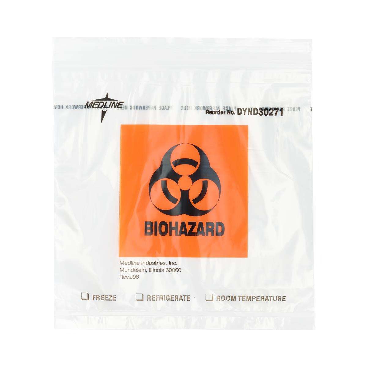 Zip-Style Biohazard Specimen Bags, 8 x 8 Inch - Case of 1000