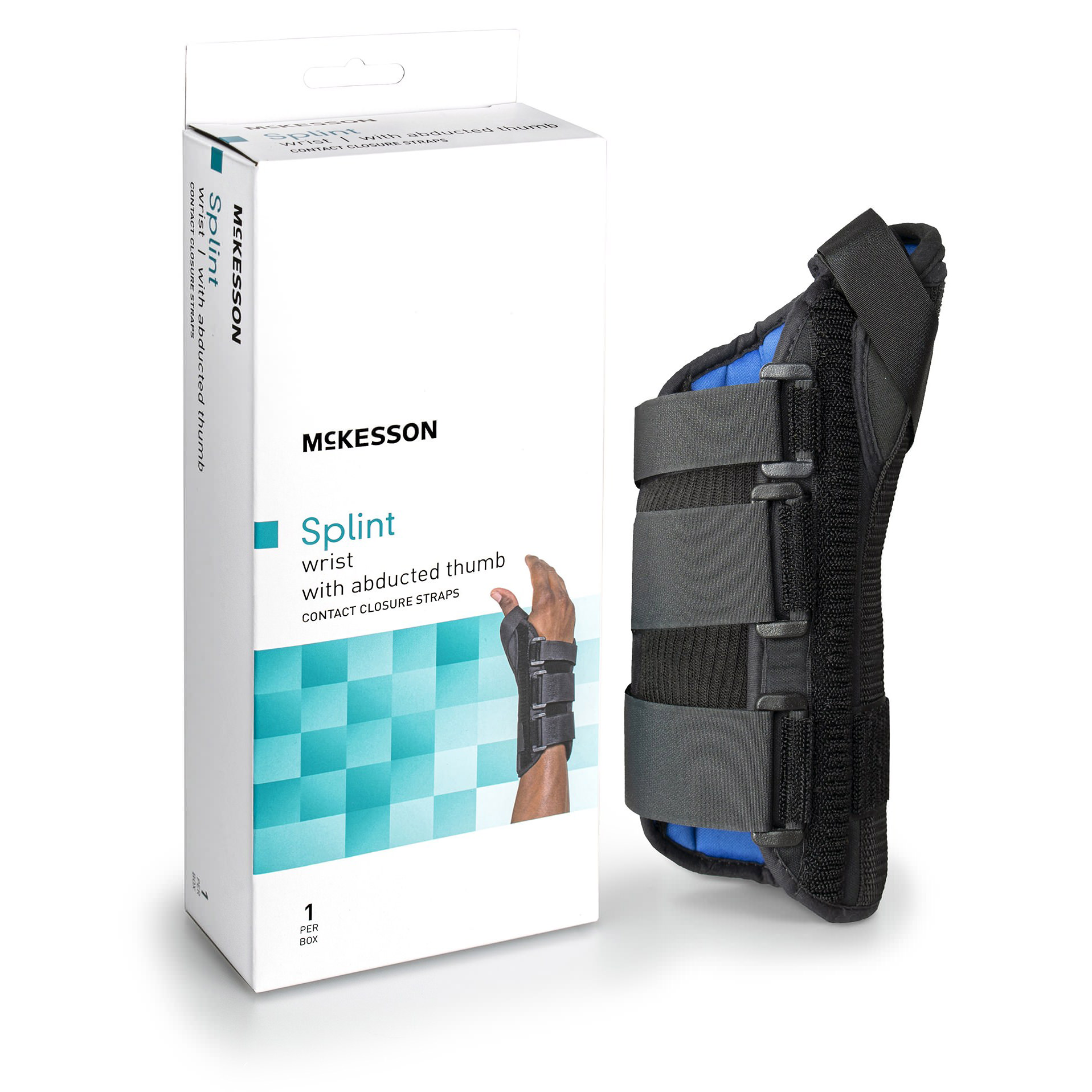 McKesson Wrist Brace with Abducted Thumb Black D-Ring / Hook and Loop ...