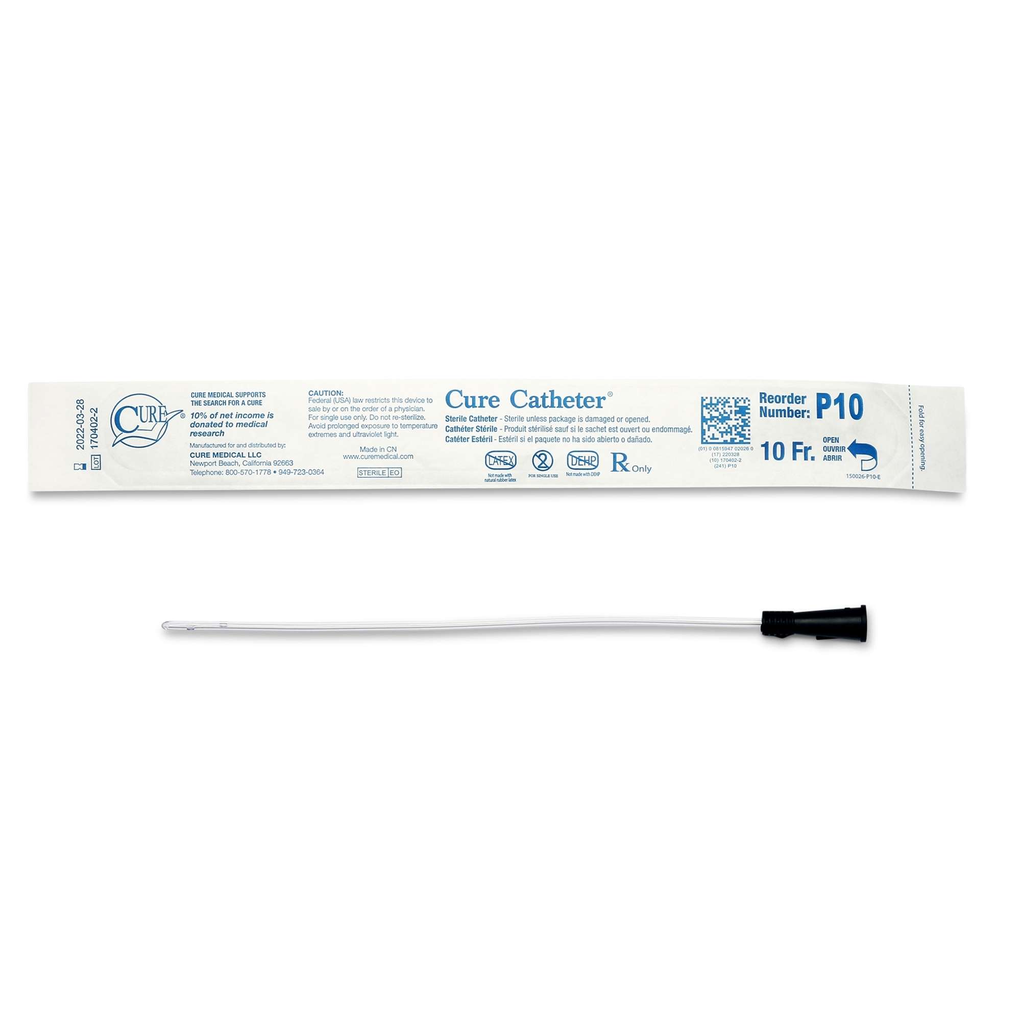 Cure Pediatric Intermittent Catheter, 10 Fr - Case of 300
