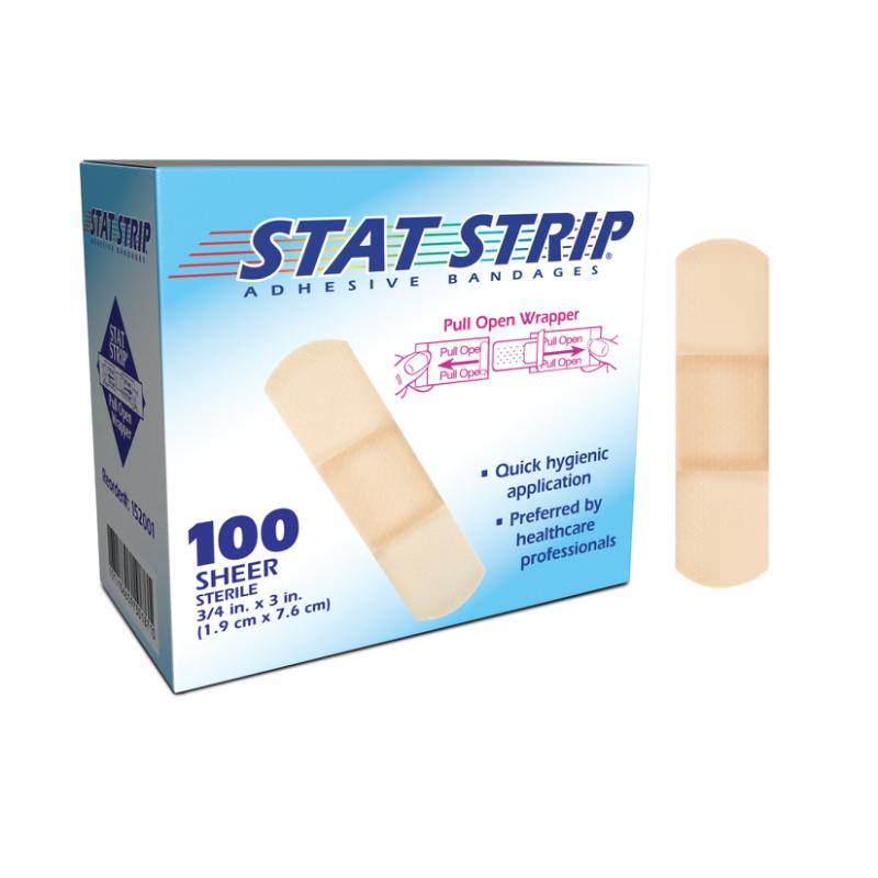 Dukal American White Cross Stat Strip Adhesive Strip, Tan - Box of 100