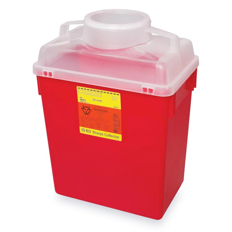 BD Multi-Use Nestable Sharps Collector, Funnel, 8 Quart - Case of 24