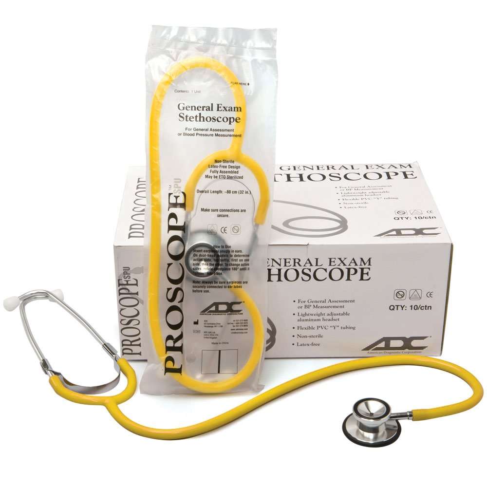 ADC Proscope 670 SPU Dual Head Stethoscope, Yellow - Case of 50
