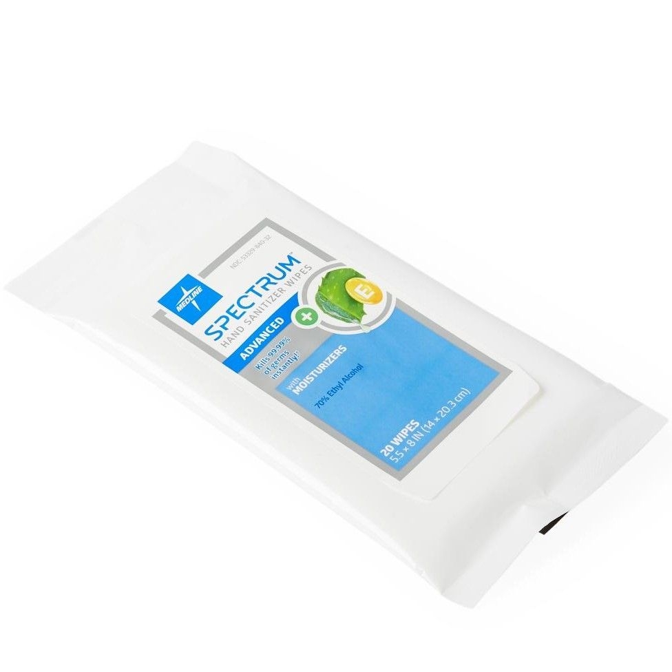 Medline Spectrum Advanced Hand Sanitizer Wipes Soft Pack - Box of 20