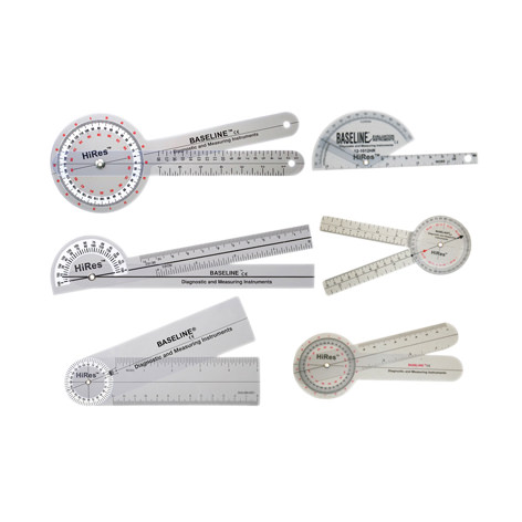 Baseline 6-Piece Plastic Goniometer Set, Hires Set