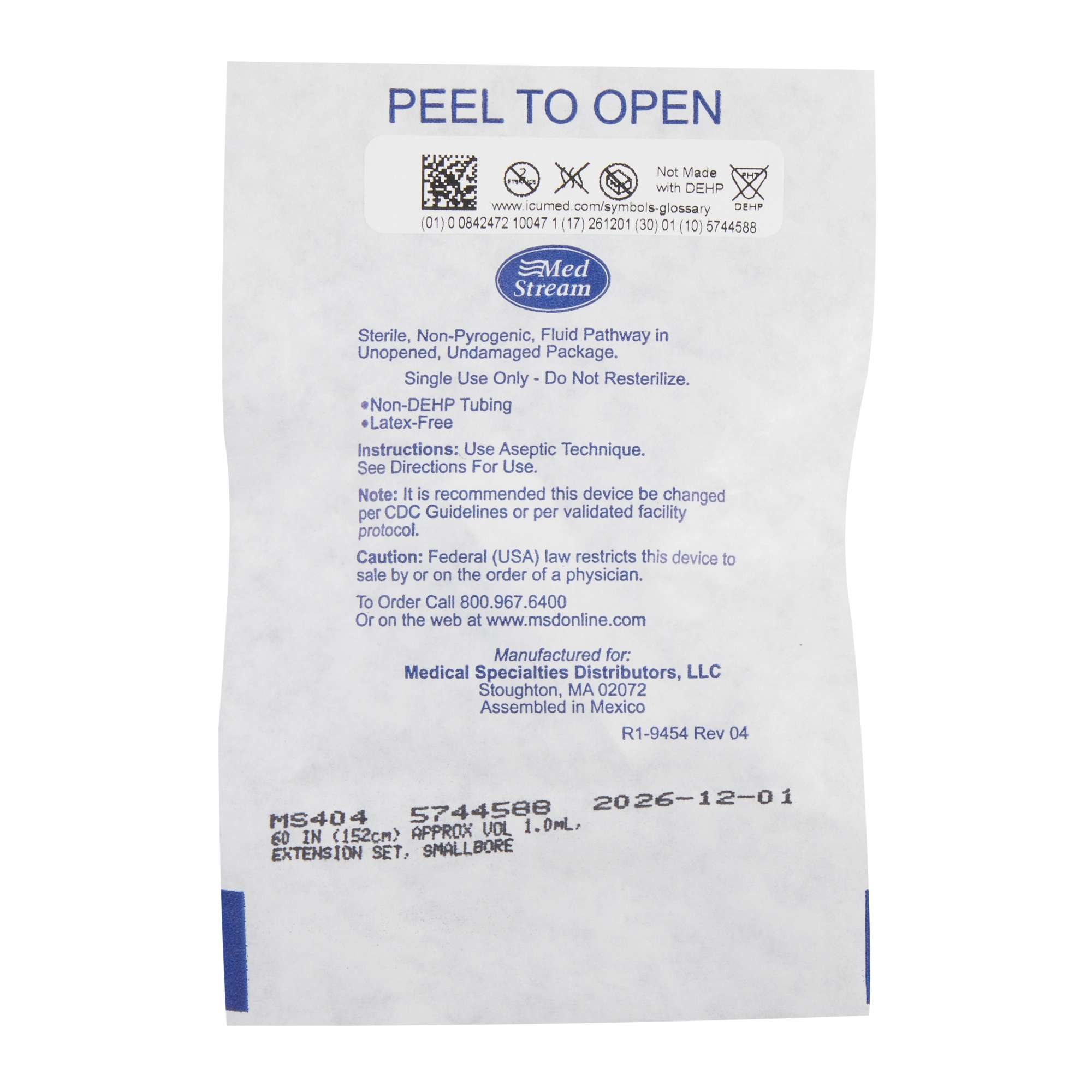 McKesson Small Bore IV Extension Set Without Filter, 60" Tubing ...