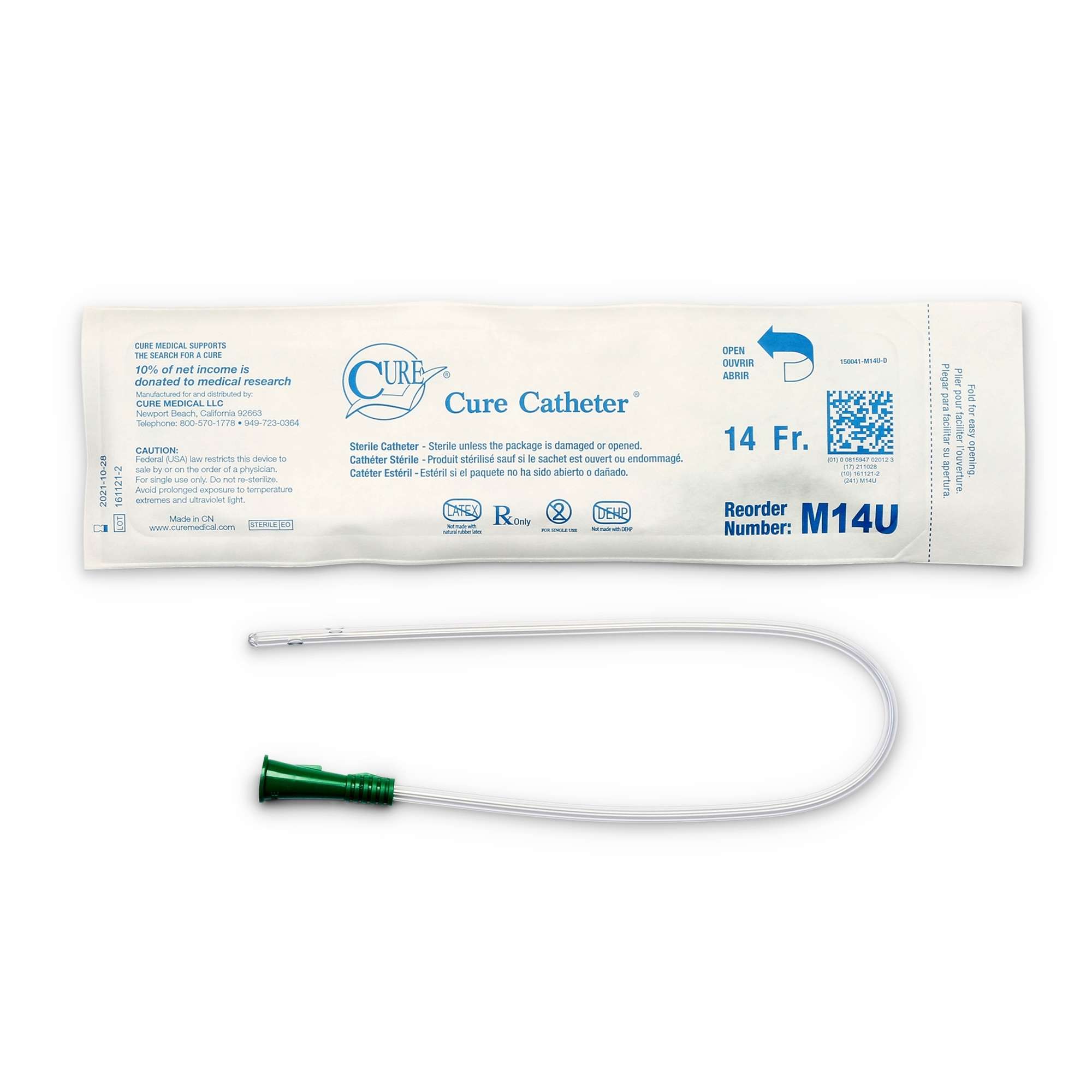 Cure Pocket Catheter for Male, 14 Fr - Case of 300