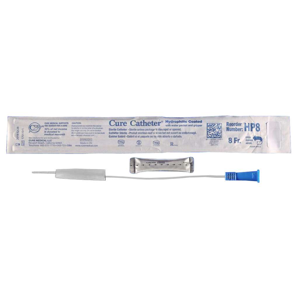 Cure Pediatric Hydrophilic Catheter, 8 Fr - Box of 30