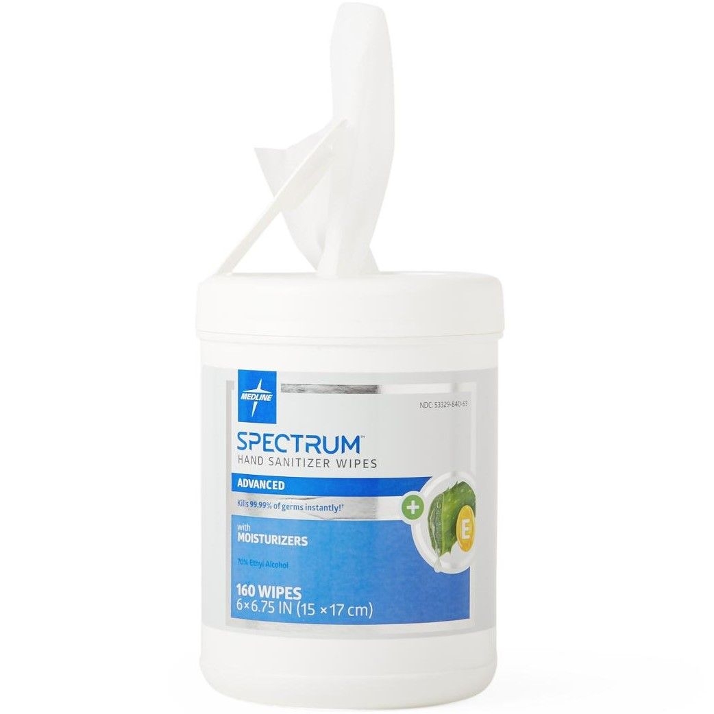 Medline Spectrum Advanced Hand Sanitizer Wipes Canister - Case of 960