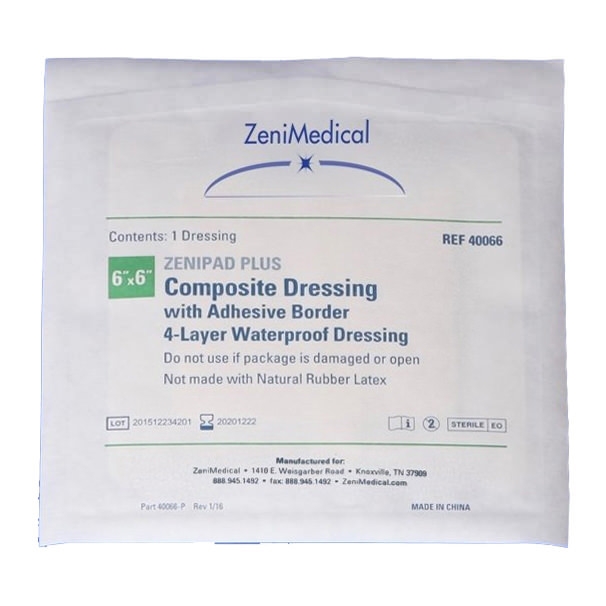 ZeniPad Plus Composite Wound Dressing, 6 x 6 Inch - Box of 10
