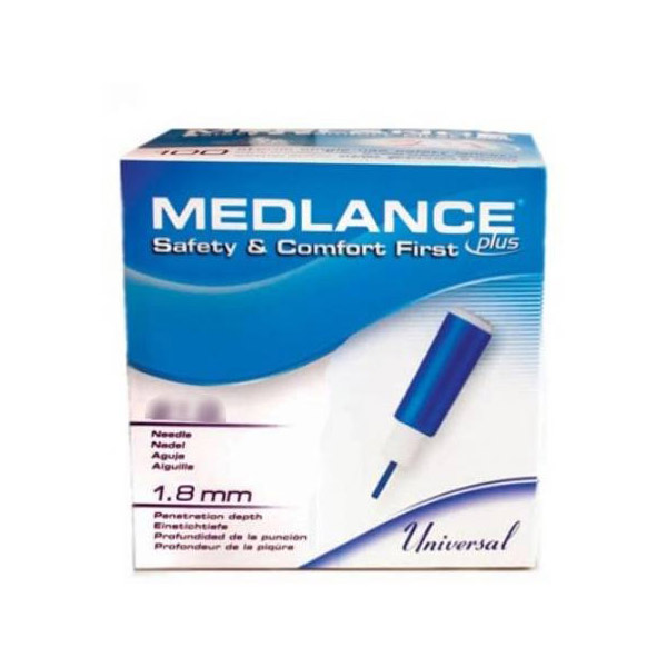 Medlance Safety Lancet, 1.8 mm Depth, Blue, 21 Gauge - Box of 200