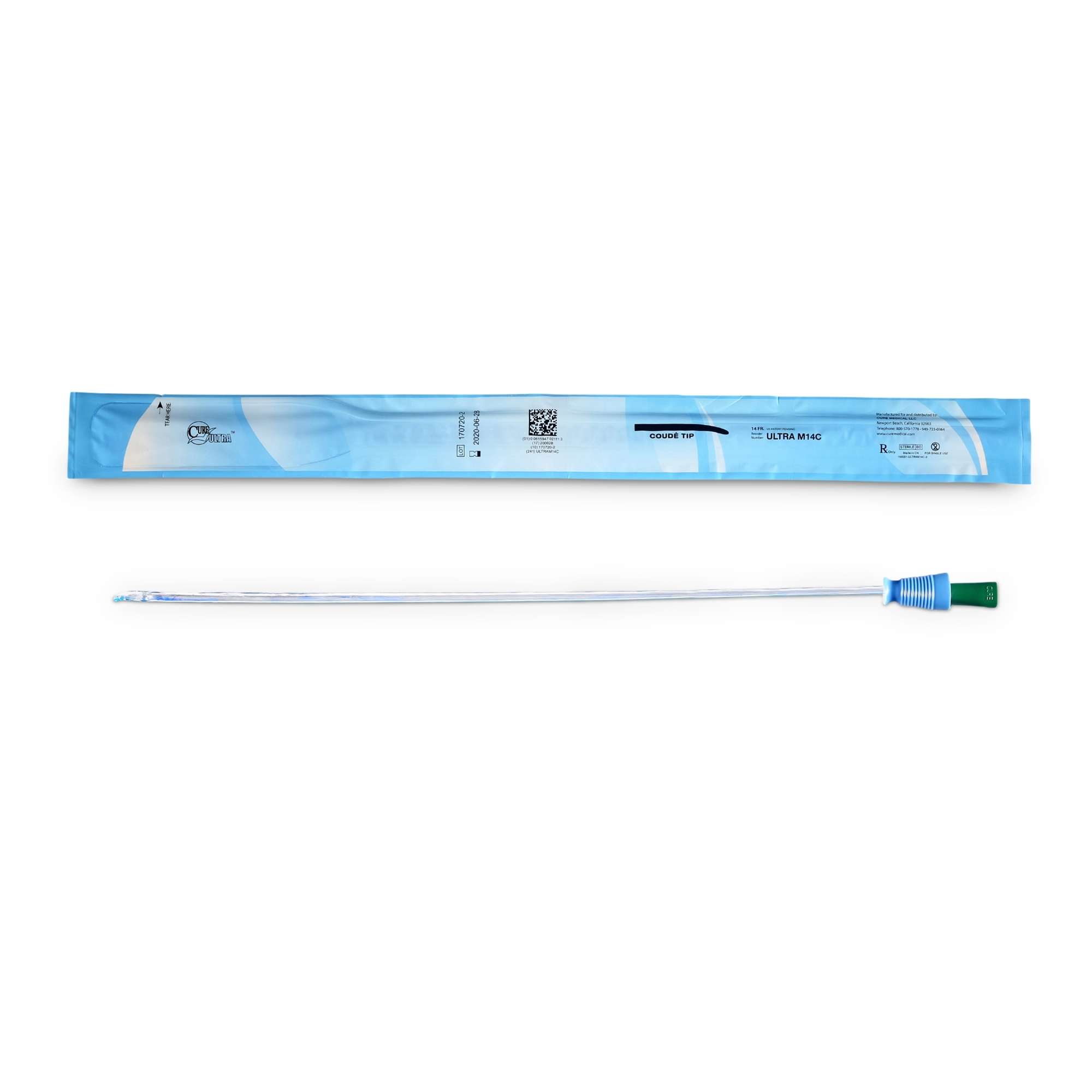 Cure Ultra Ready-to-Use Intermittent Catheter for Men, Coude Tip, Size ...