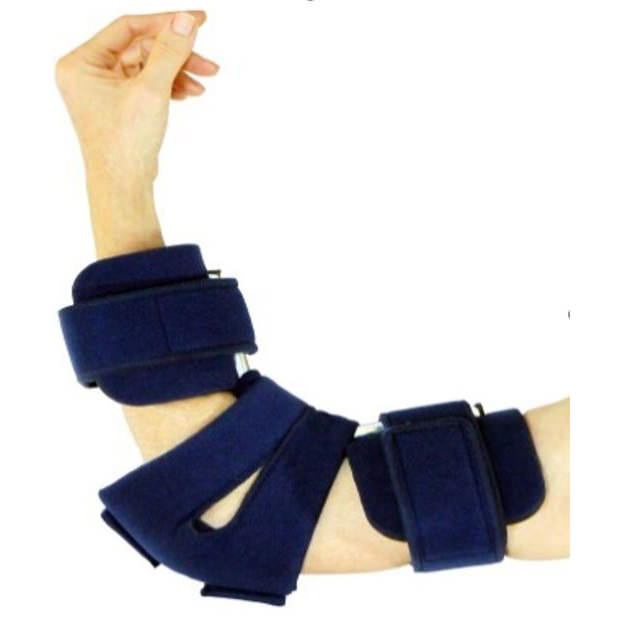 Comfyprene Goniometer Elbow Orthosis, Large, Light Blue with Neoprene Cover