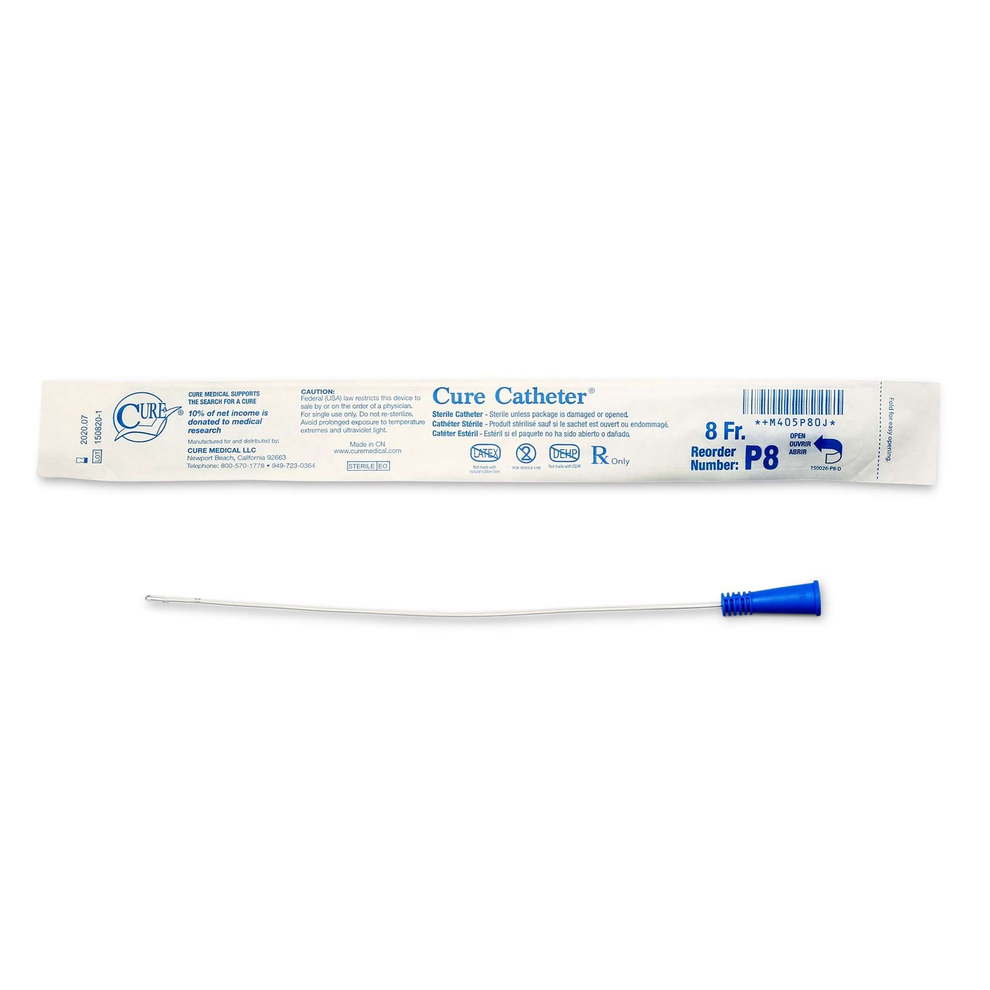 Cure Pediatric Intermittent Catheter, 8 Fr - Case of 300