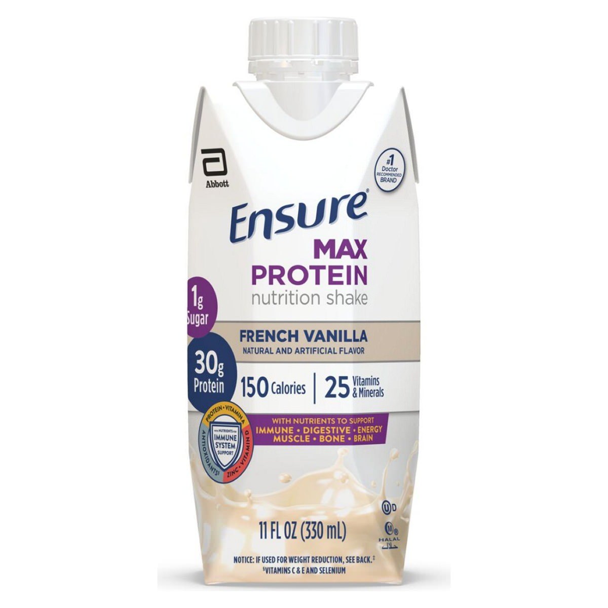 Ensure Max Protein Nutritional Shake, French Vanilla, 11 oz - Case of 12
