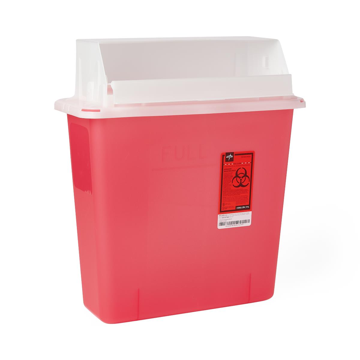 Medline Patient Room Sharps Container, Translucent Red, 3 gal. - Each