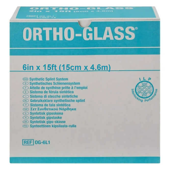 Ortho-Glass Fiberglass Splint Roll, White, 6" x 15 Foot - Case of 2