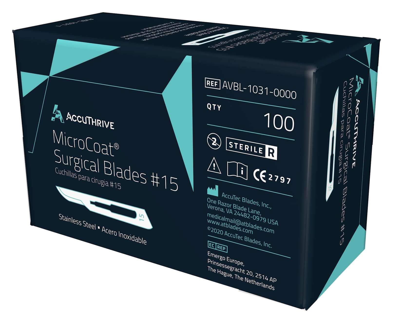 AccuTec Accuthrive Double Edge Prep Blade, No. 15 - Case of 500