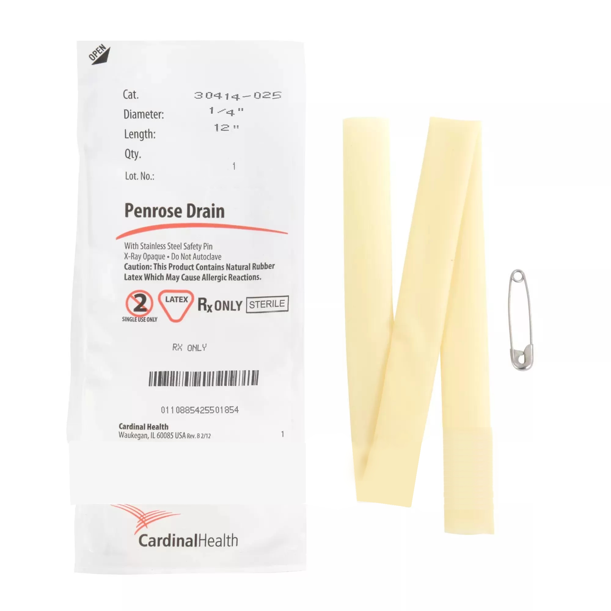 Cardinal Penrose Wound Drain Tube with Safety Pin - Box of 10