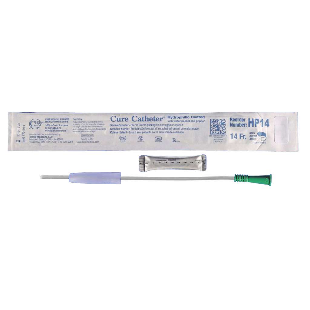 Cure Pediatric Hydrophilic Catheter, 14 Fr - Box of 30