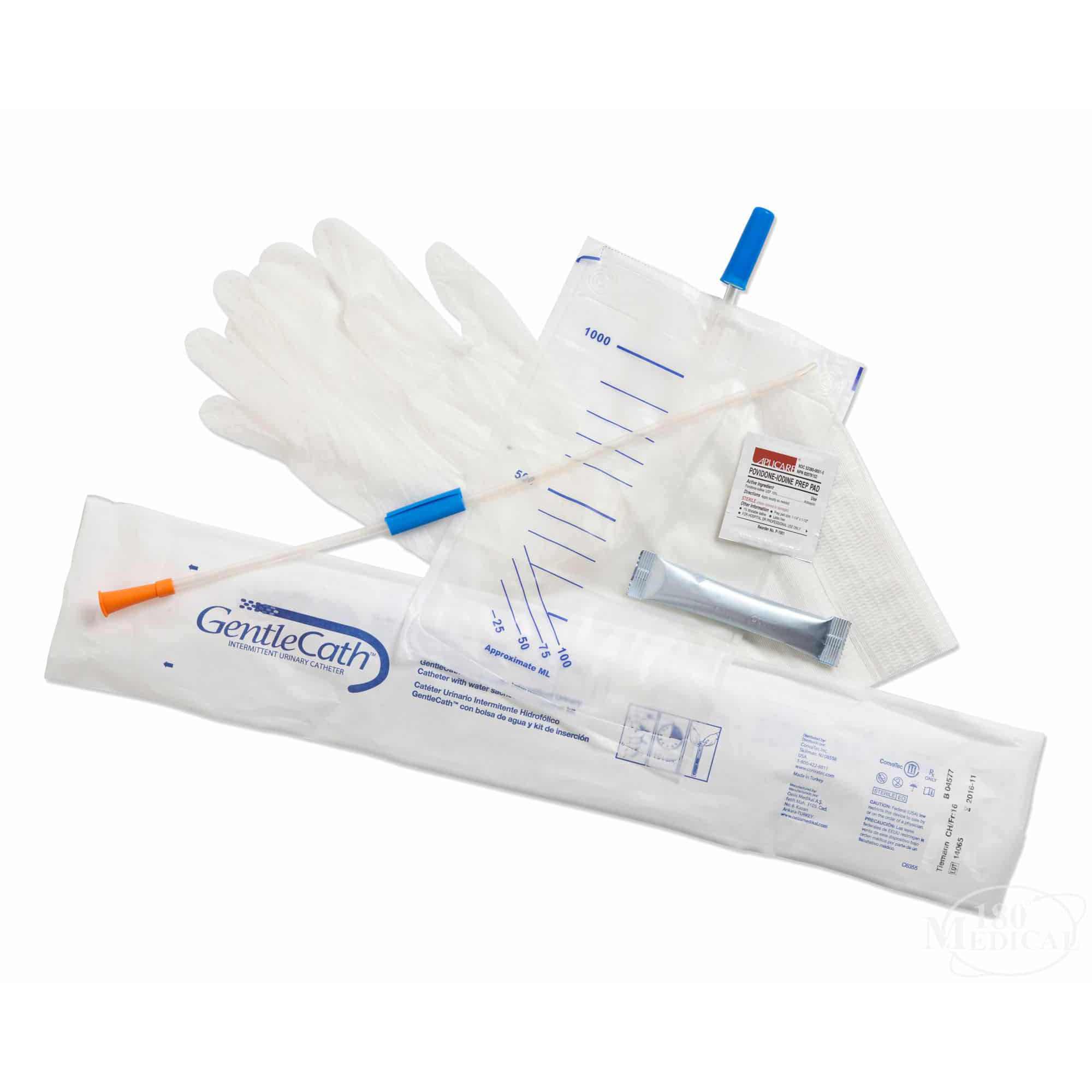 GentleCath Hydrophilic Urinary Catheter Kit with Coude Tip for Male, 18 ...