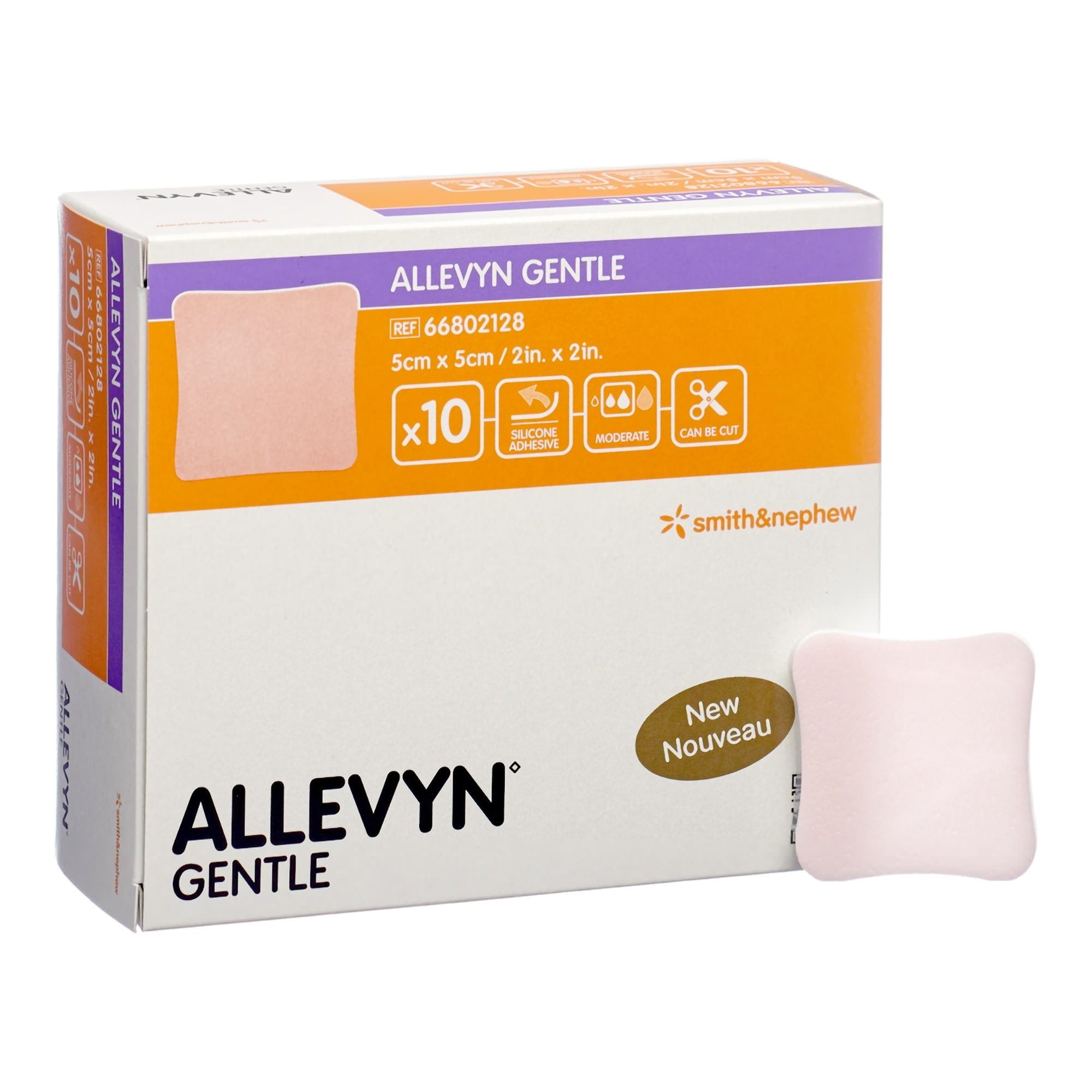 Allevyn Gentle Adhesive Hydrocellular Foam Dressing, 2" x 2" - Box of 10