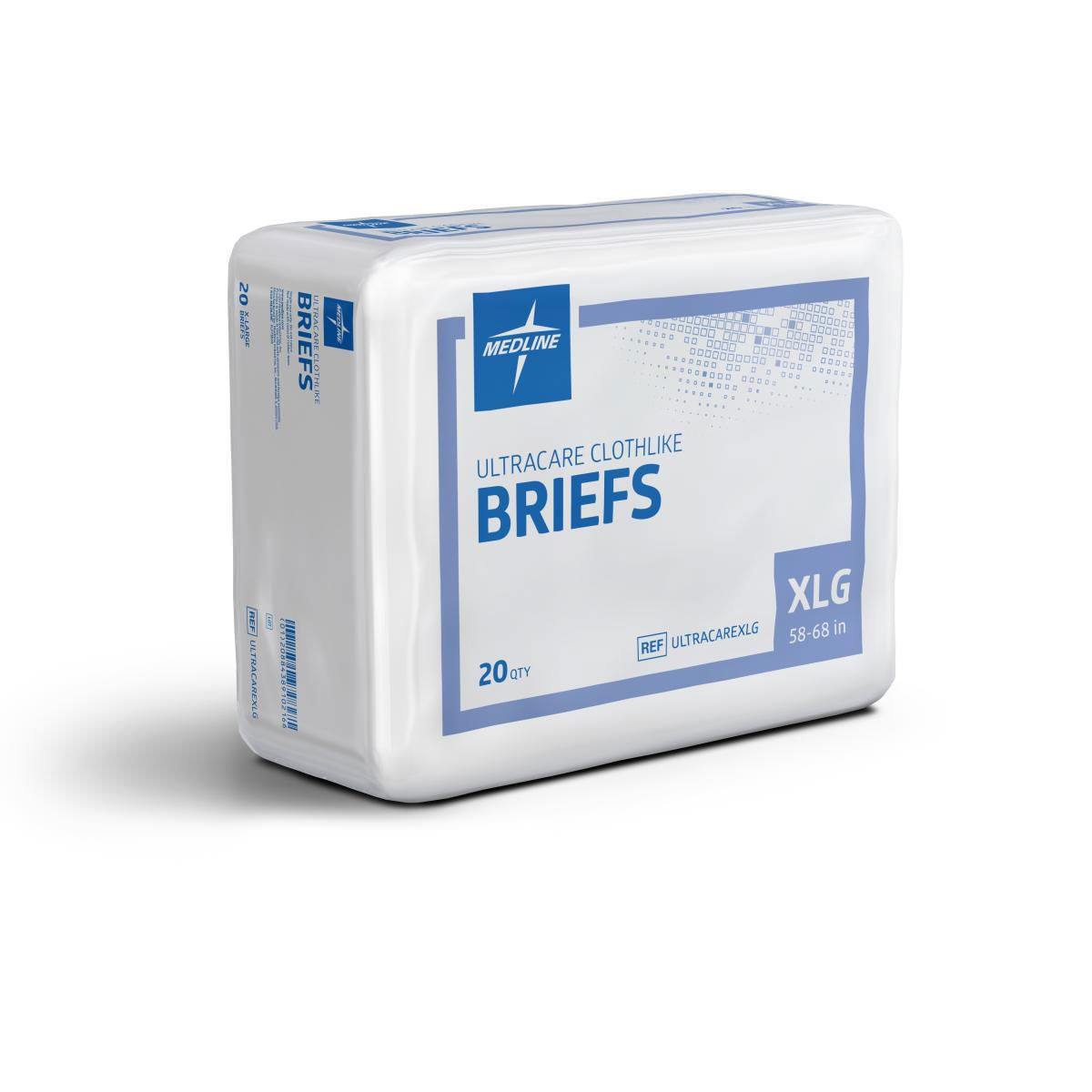 Medline Ultracare Clothlike Disposable Briefs, Extra Large - Case of 60